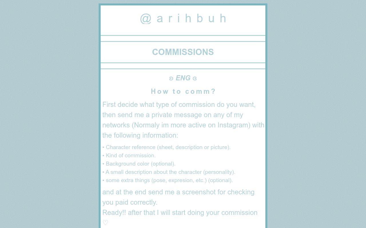 Arihbuh's Carrd (Commissions)